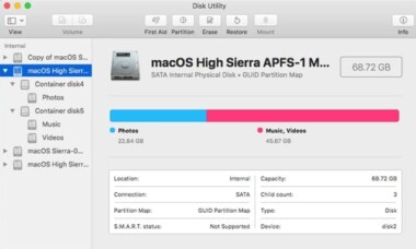 Use Disk Utility to Partition Drives, Create APFS Containers